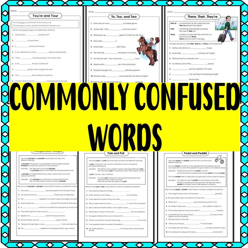 Commonly Confused Words Worksheets - Etsy