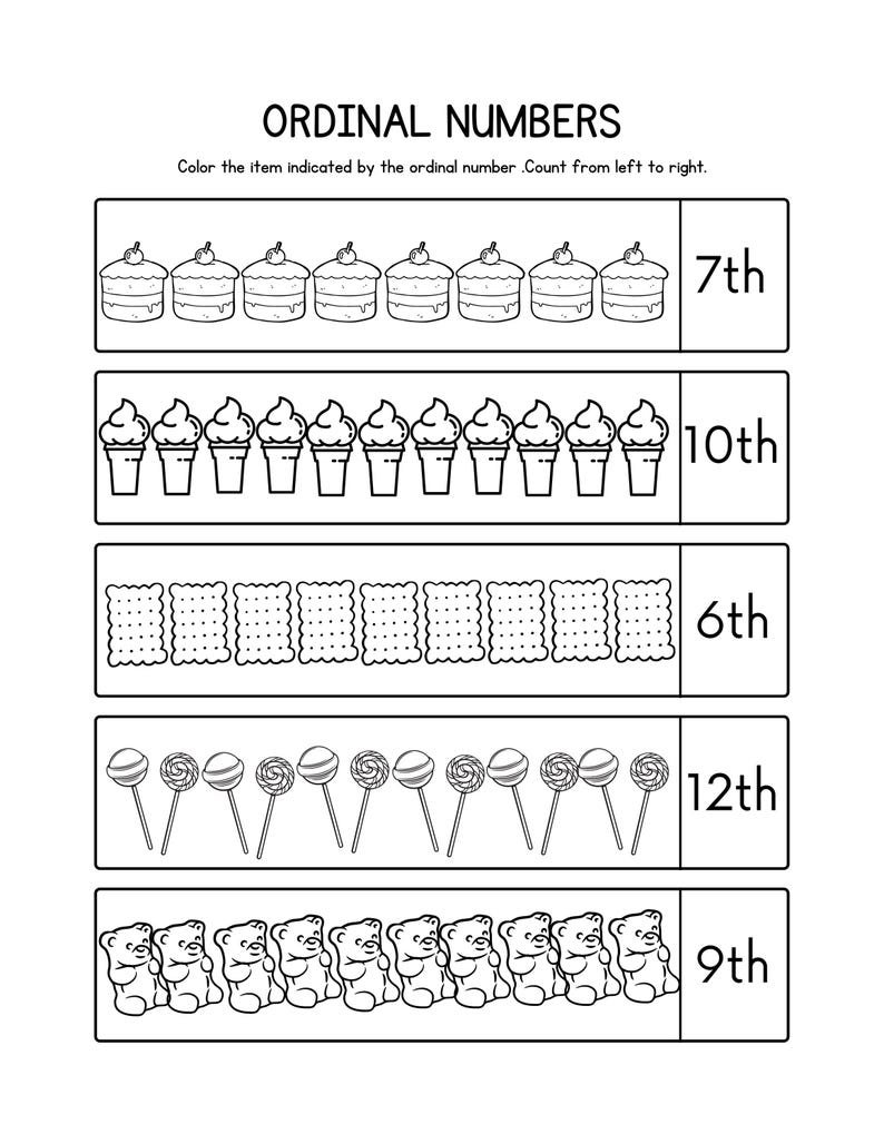 Ordinal Numbers Worksheets - Etsy