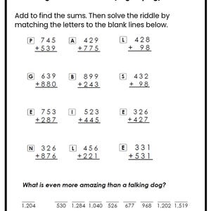 Math Riddle Printable Worksheets | 1st to 6th Grade - Etsy