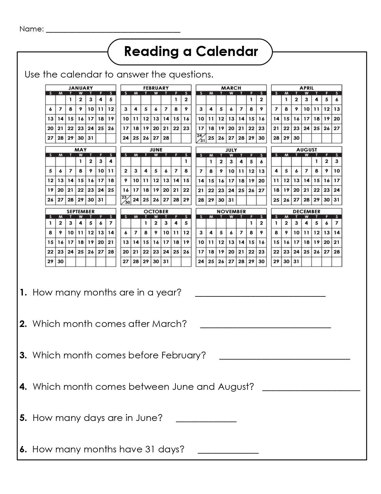 Calendar Skills and Worksheets for Students - Etsy