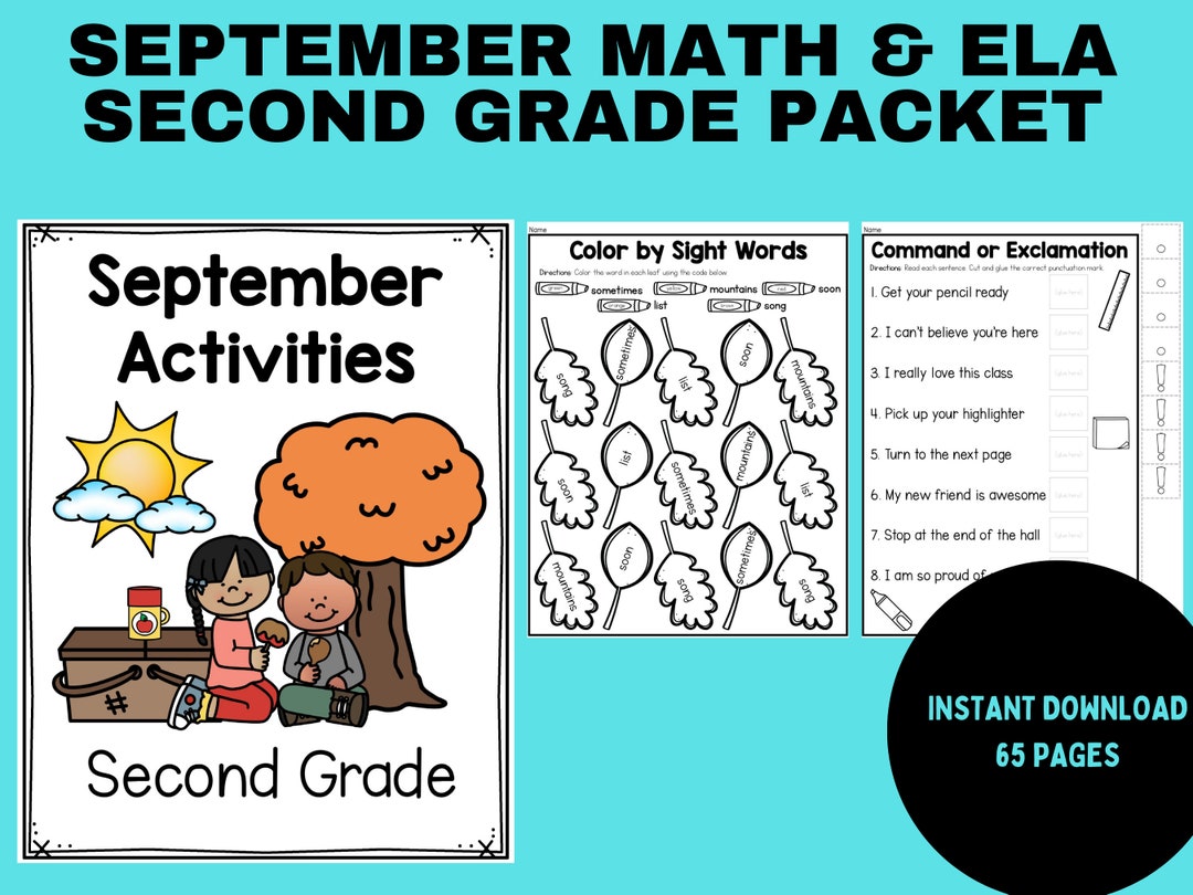 September Math and ELA Worksheet Activities for Second Grade - Etsy