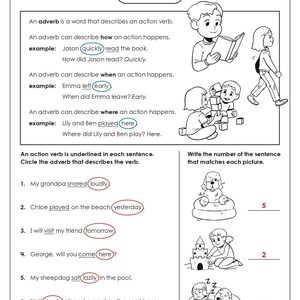 Adverbs Worksheets (PDF) - Etsy