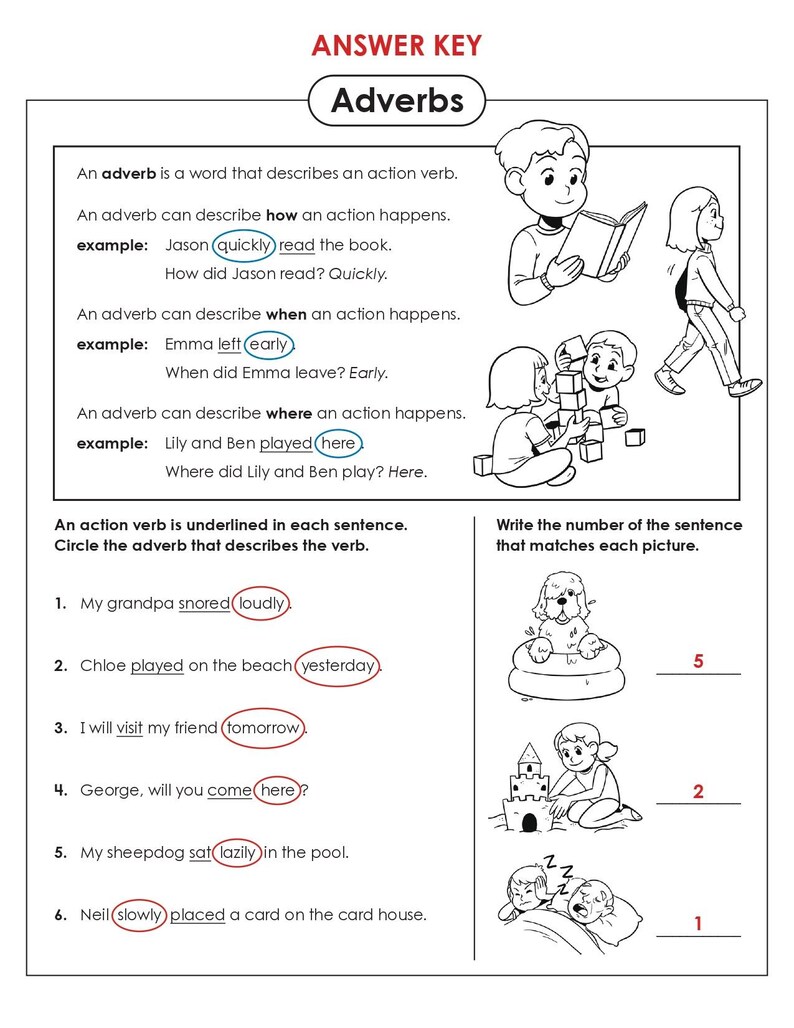 Adverbs Worksheets (PDF) - Etsy