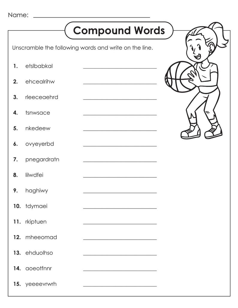 Compound Words Worksheets - Etsy