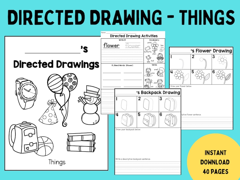 Directed Drawing - Things and Vocabulary Activity for Kids - Etsy