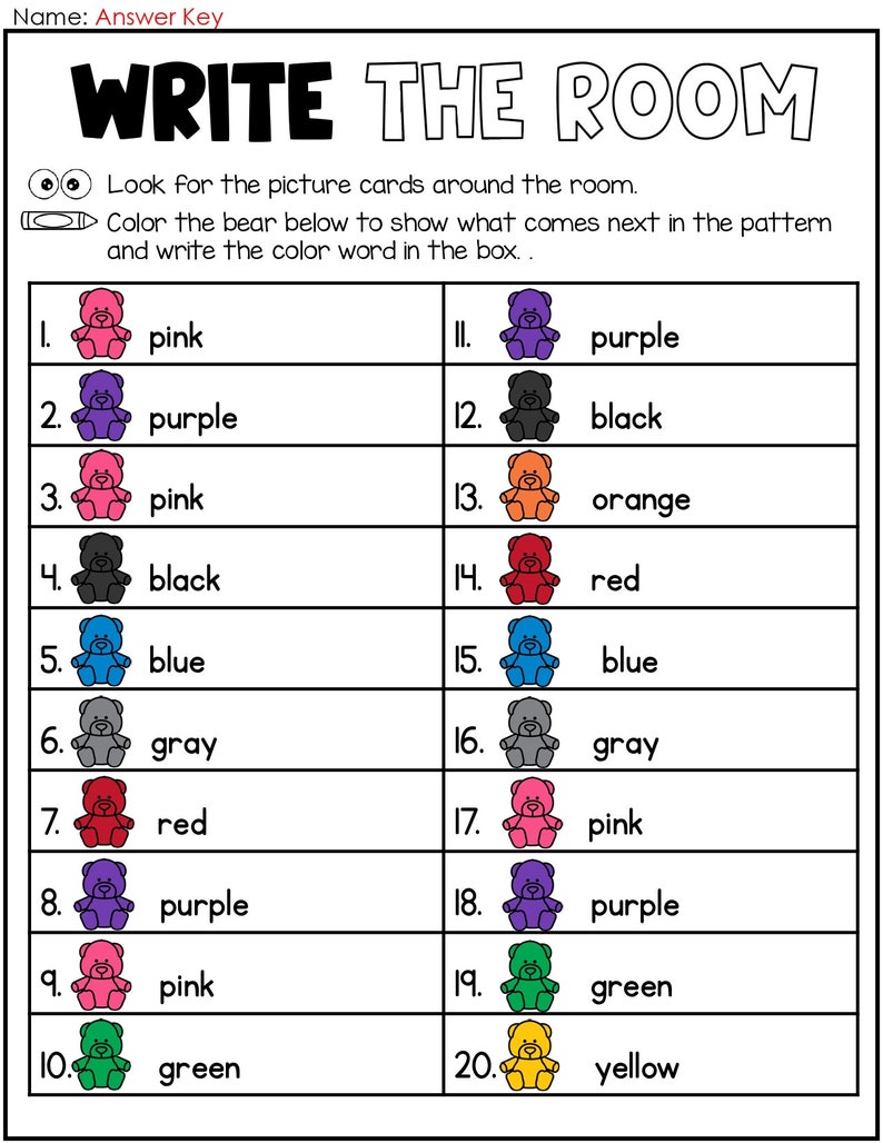 Write the Room Kindergarten Activity | Patterns - Etsy