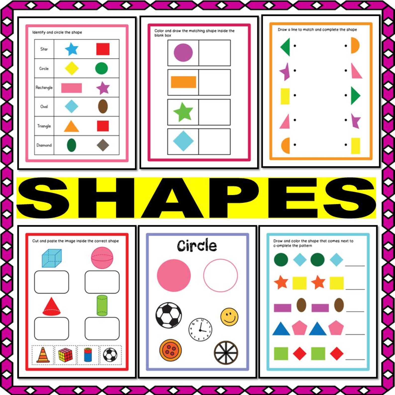 Shapes Recognition Worksheets: Special Needs Activities (PDF Pattern ...