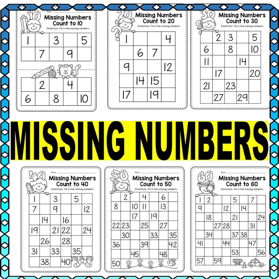 Missing Numbers Worksheets | Counting up to 100 - Etsy