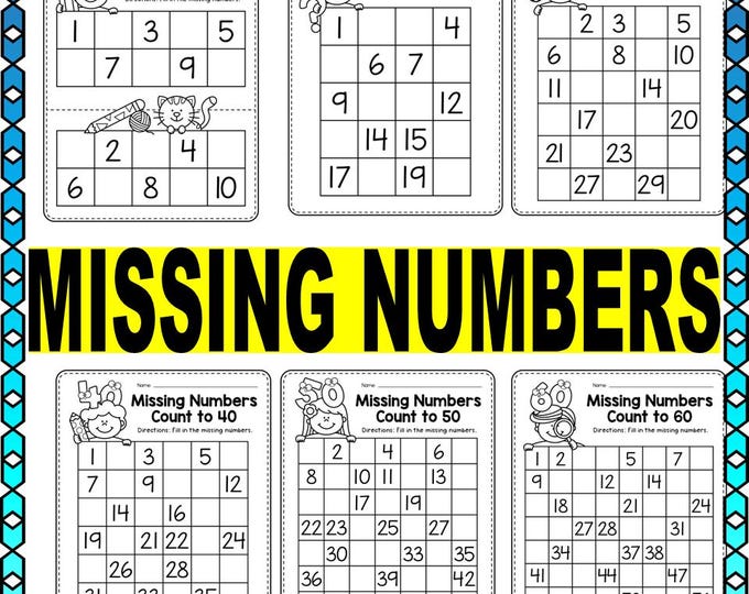 100 Chart Missing Numbers Worksheets - Etsy Canada