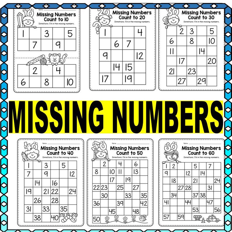Missing Numbers Worksheets | Counting up to 100 - Etsy