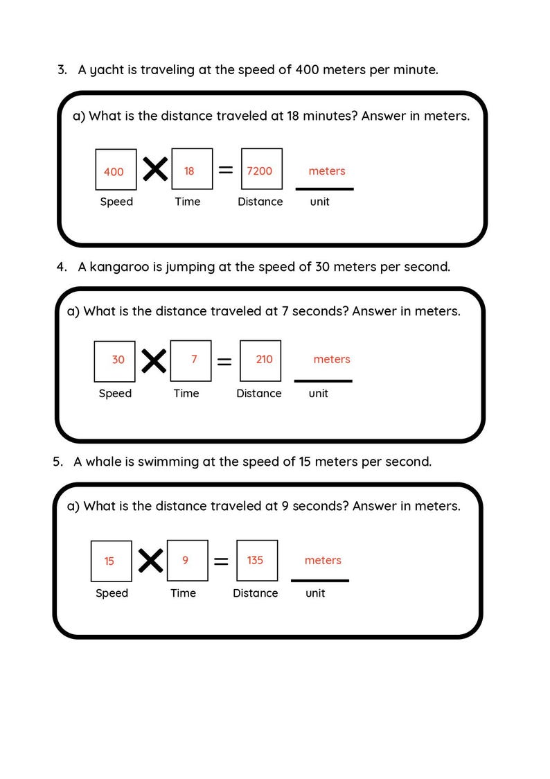 Speed, Distance, and Time Worksheets - Etsy