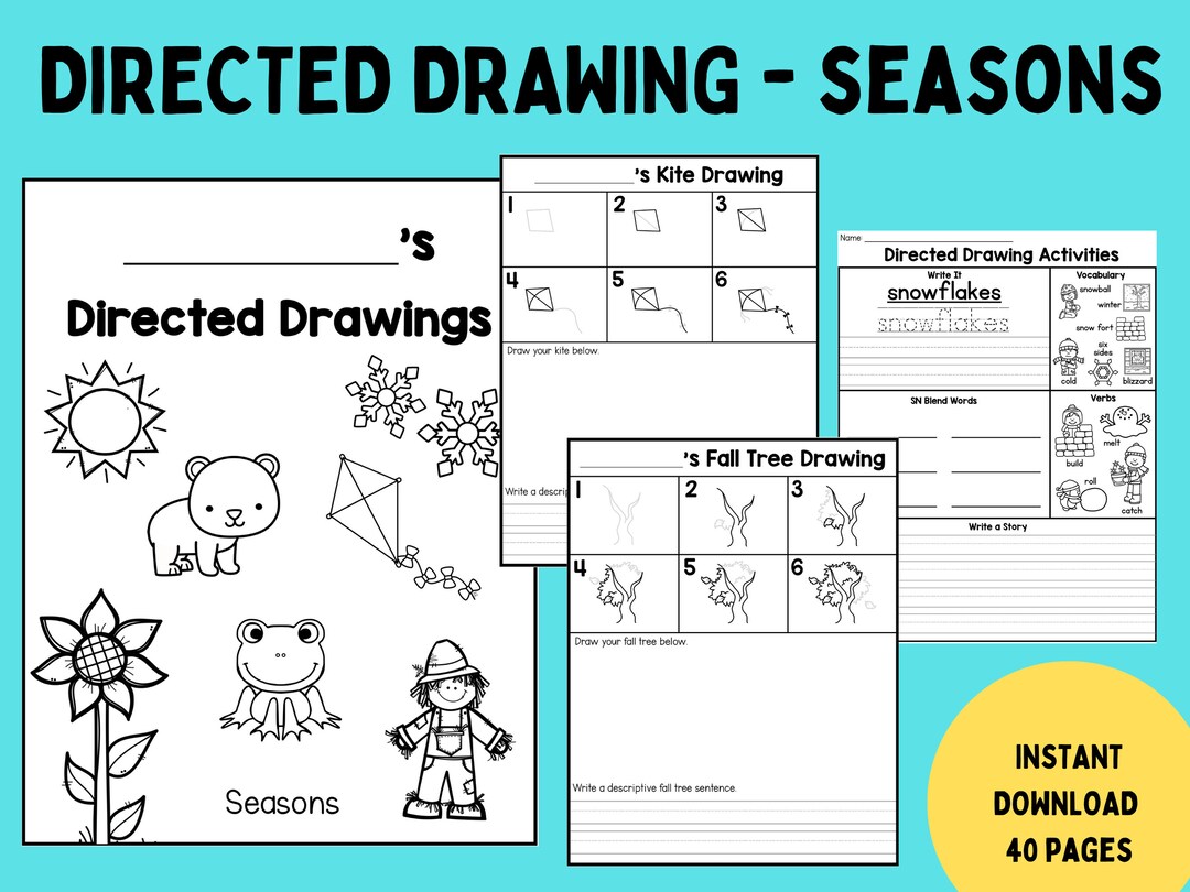Directed Drawings – Seasons and Vocabulary Activities - Etsy
