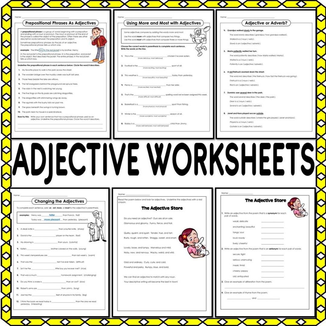 Adjectives Worksheets for Kids | Grammar & Writing Activities ...