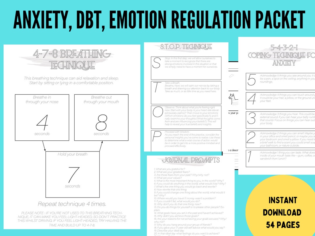Anxiety, Stress, DBT, Emotion Regulation Pack - Etsy