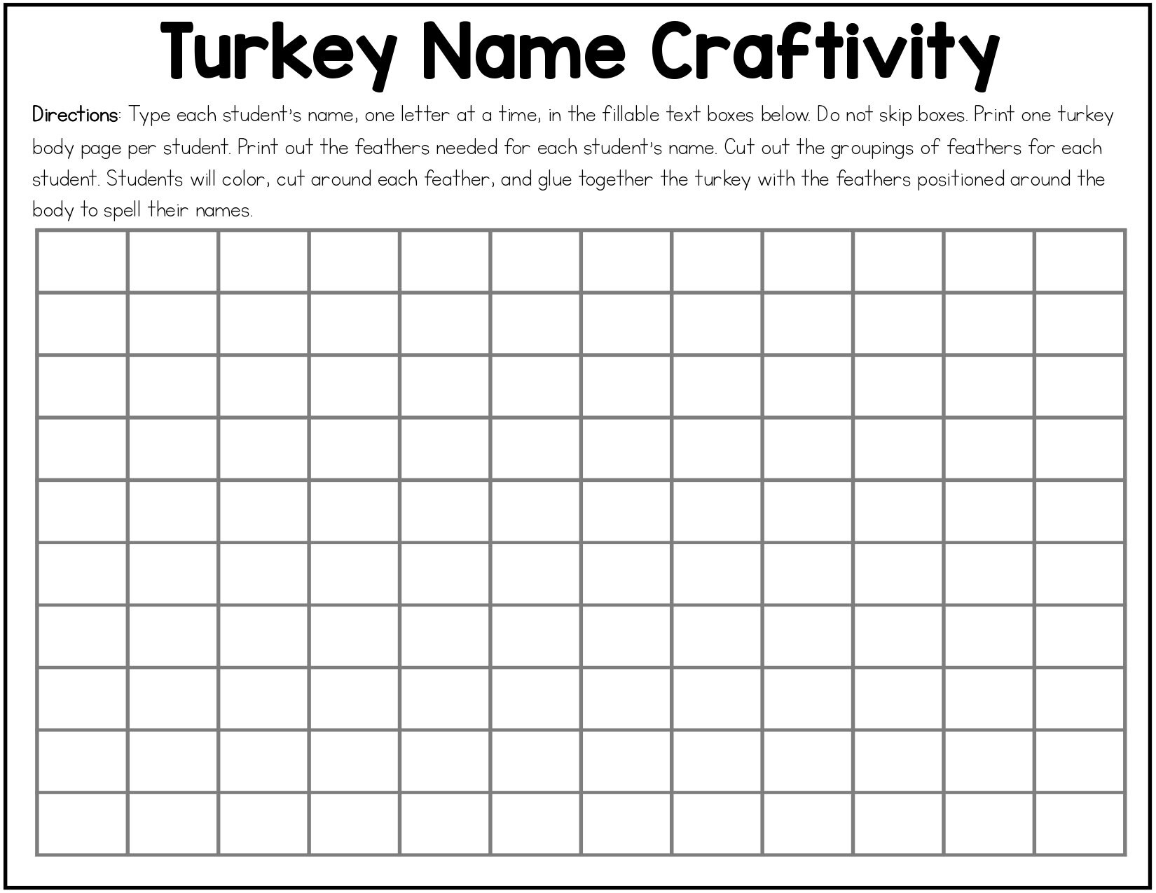 Editable Names – November Activities for Kindergarten - Etsy