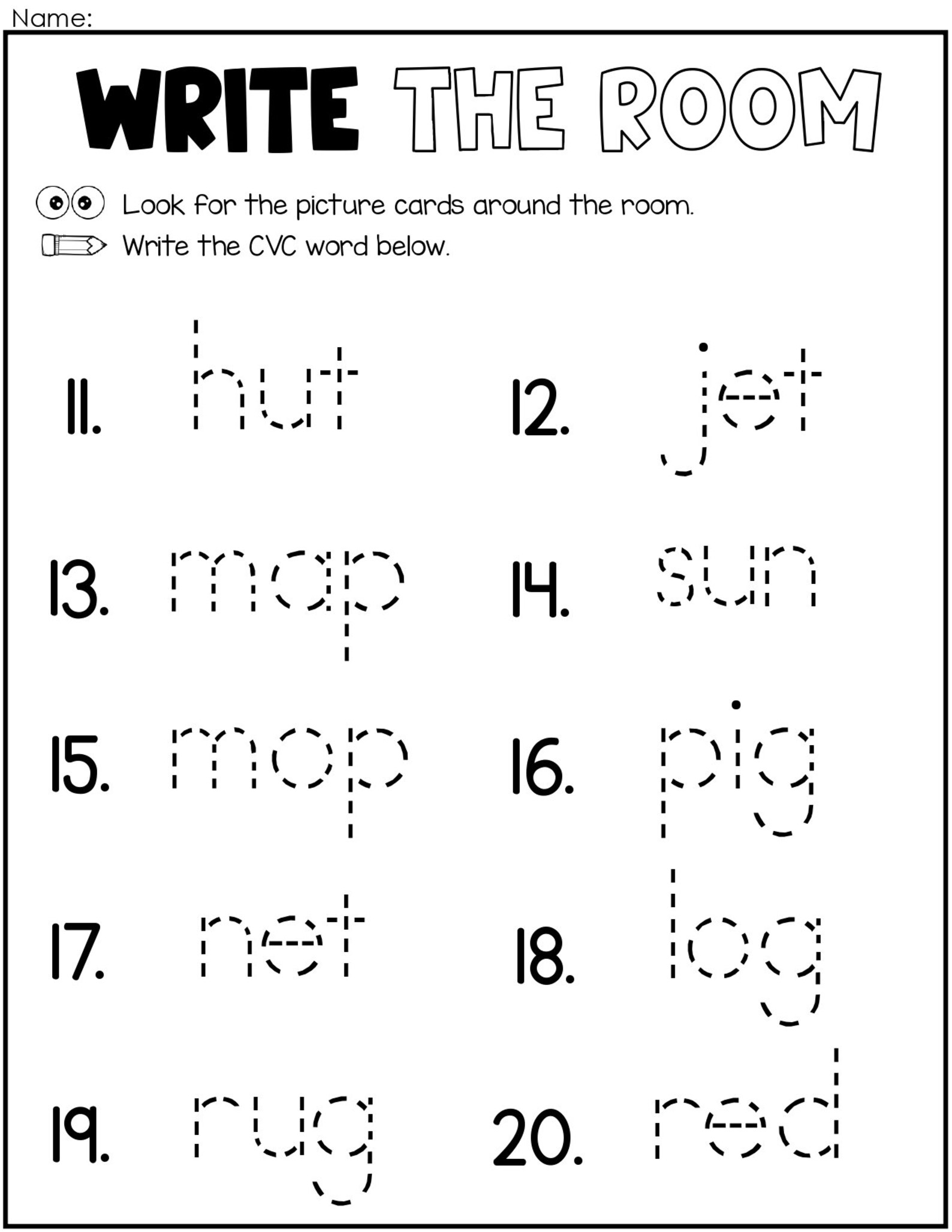 Write the Room Activity for First Grade | CVC Words - Etsy