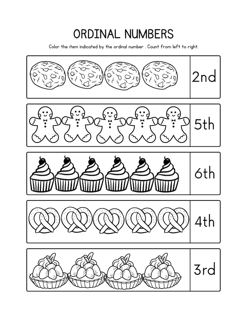Ordinal Numbers Worksheets - Etsy