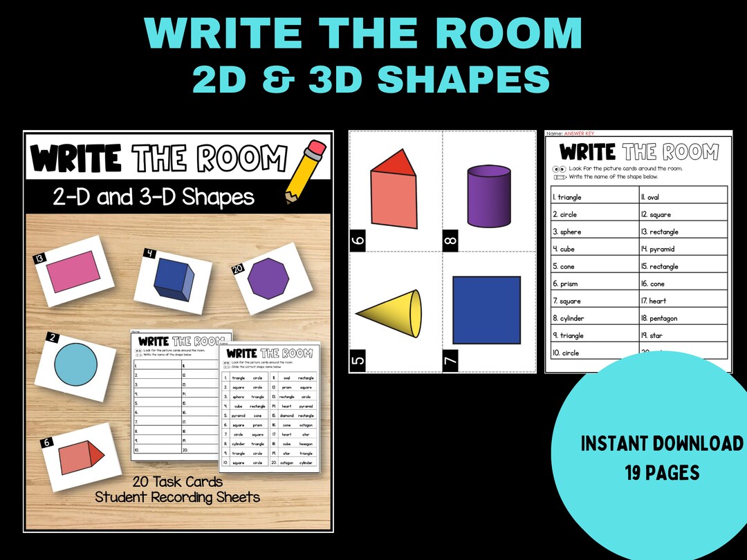 Write the Room Kindergarten Activity | 2D & 3D Shapes - Etsy