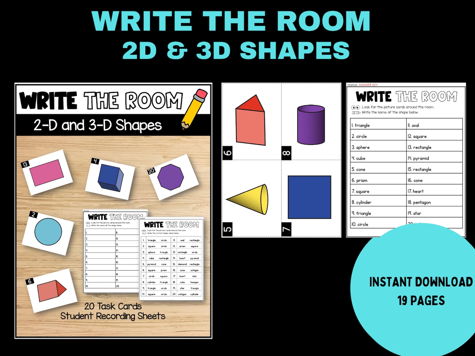 Write the Room Kindergarten Activity | 2D & 3D Shapes - Etsy