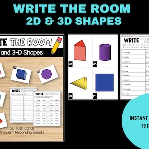Write the Room Kindergarten Activity | 2D & 3D Shapes - Etsy