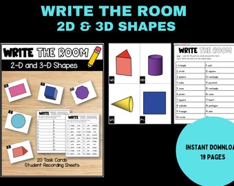 Preschool/kindergarten Write the Room - 2D Shapes Math Activity - Etsy