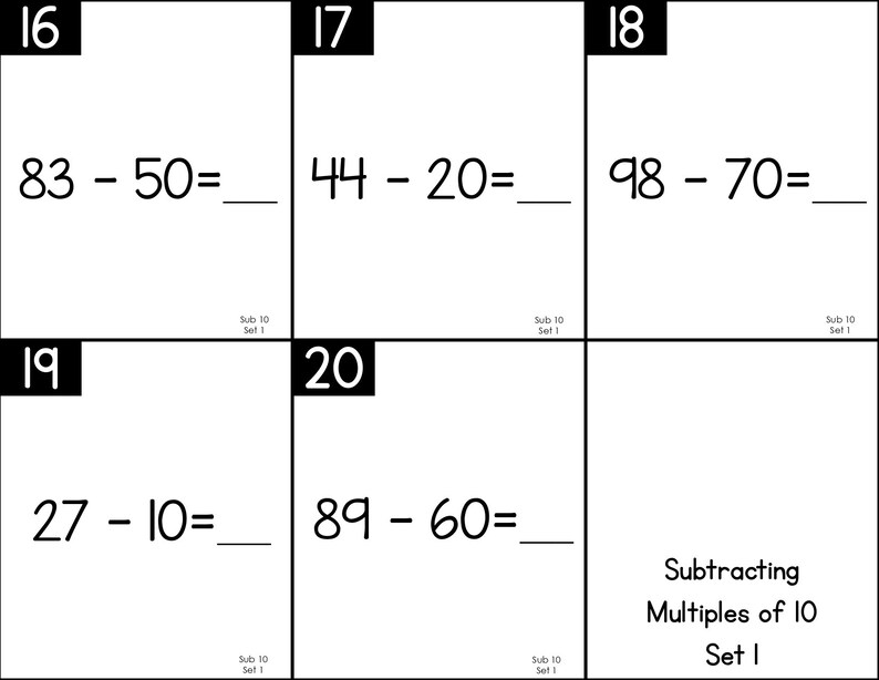Write the Room First Grade Activity | Subtracting Multiples of 10 - Etsy