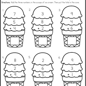 Math Packets – Adding Three Numbers - Etsy