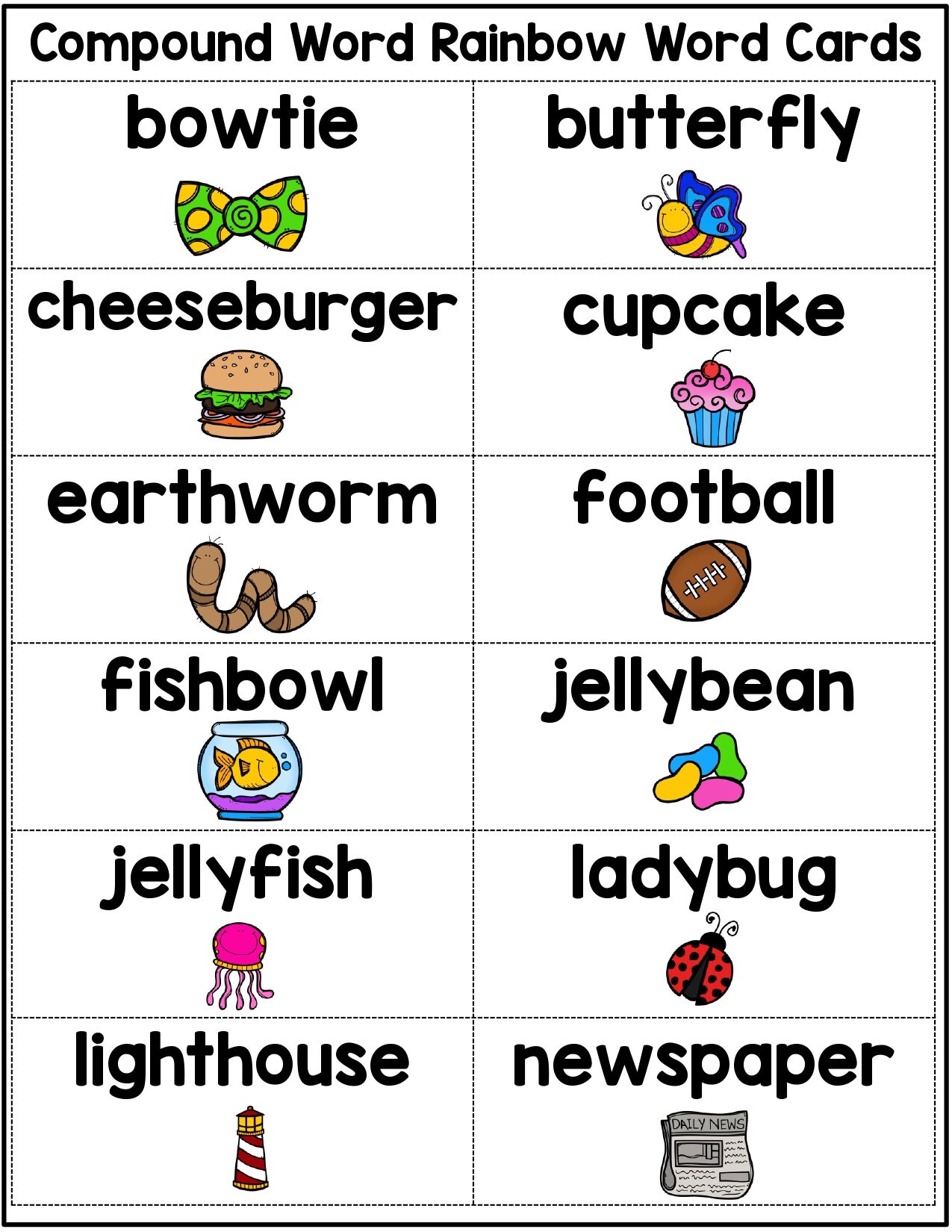 Compound Words Cards For Kids