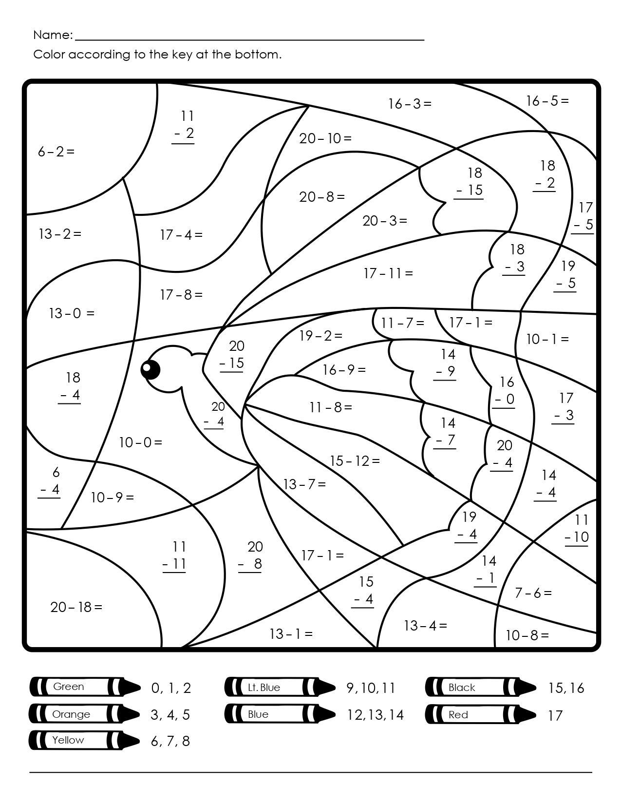 Color by Code Addition and Subtraction for First and Second-grade - Etsy