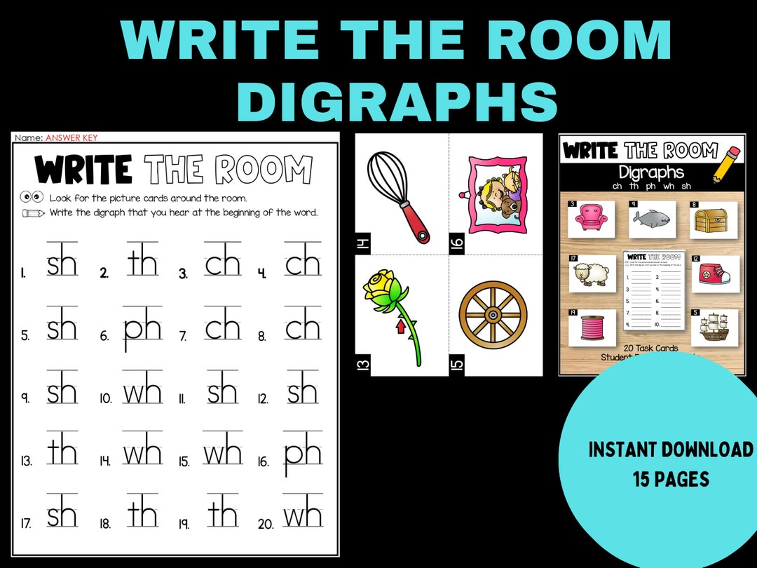 Kindergarten Write the Room Activity | Digraphs - Etsy