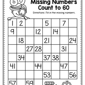 Missing Numbers Worksheets | Counting up to 100 - Etsy
