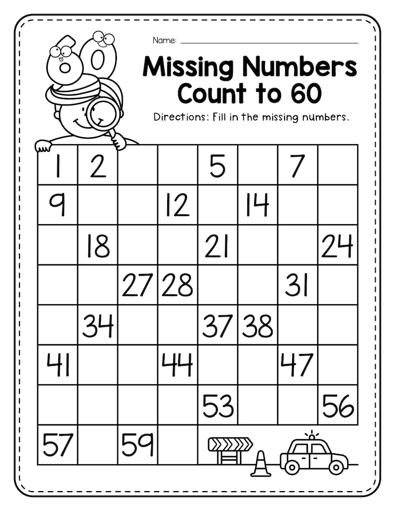 Missing Numbers Worksheets | Counting up to 100 - Etsy
