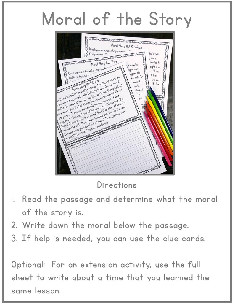 Moral of the Story | Second Grade Literacy Centers - Etsy