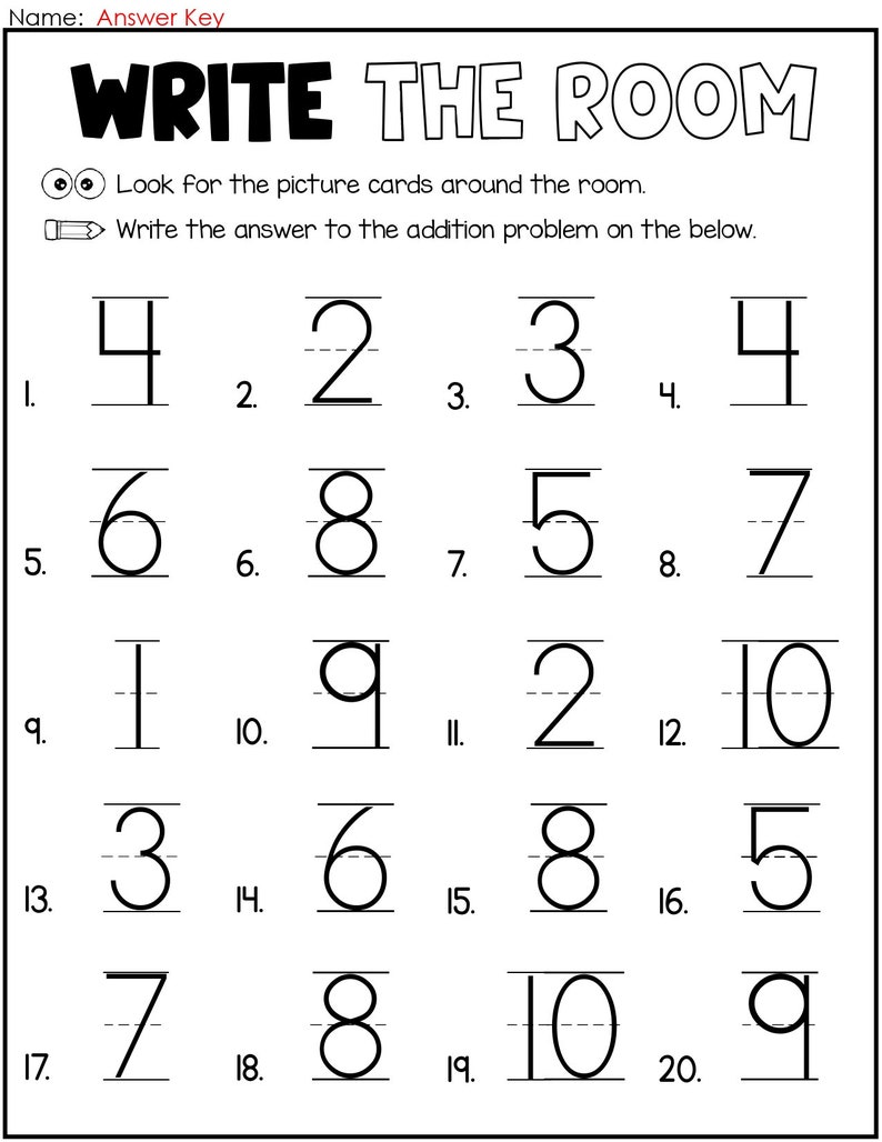 Write the Room Kindergarten Activity | Addition to 10 - Etsy