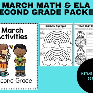March Math and ELA Worksheet Activities for Second Grade - Etsy