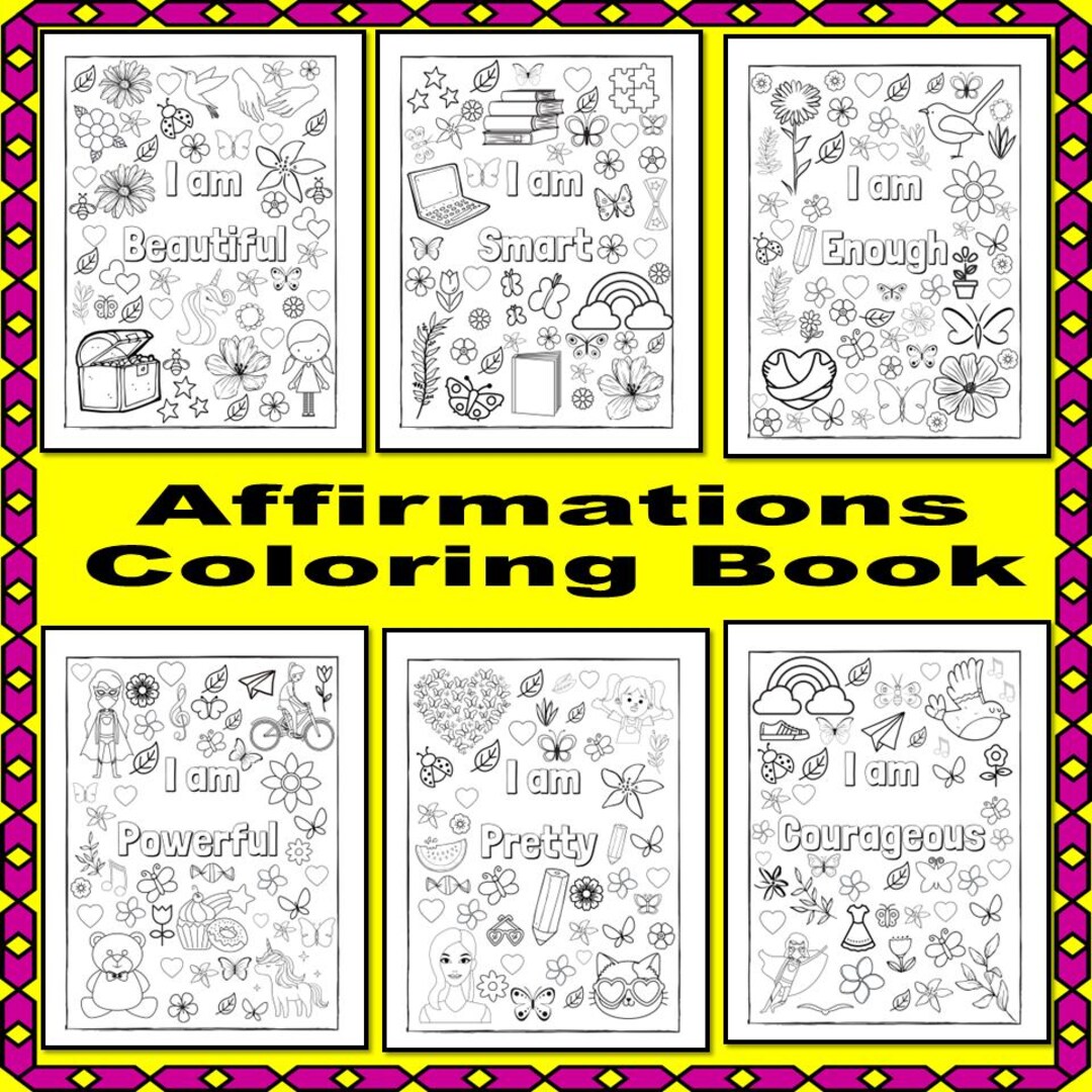 Affirmations Coloring Printables for Girls - Etsy