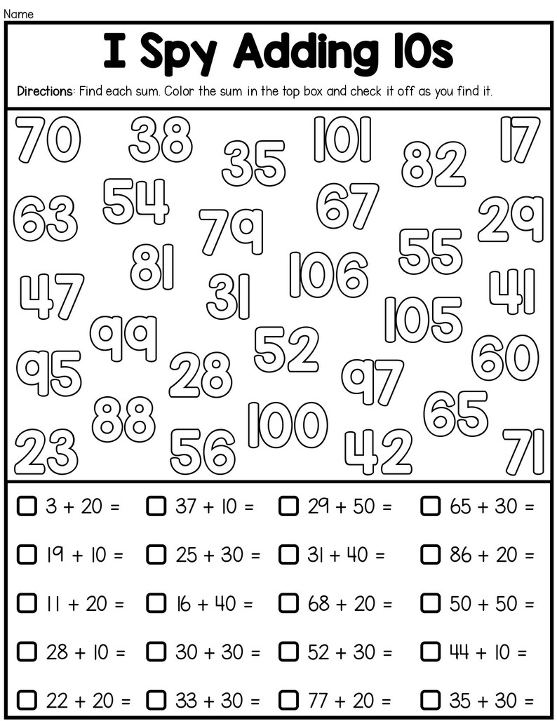 I Spy Math Printable Worksheets for Kids | K-2 - Etsy