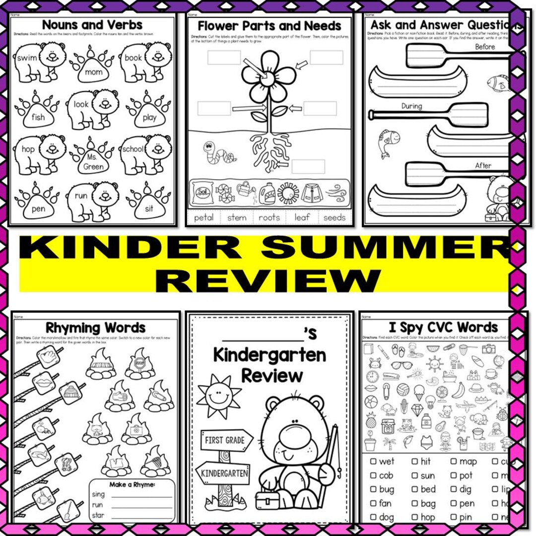 Kindergarten Summer Review Packet - Etsy