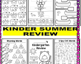 Kindergarten Summer Review Worksheets Packet Practice Worksheet Pages ...