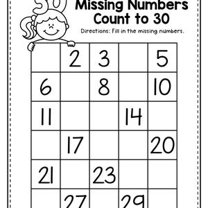 Missing Numbers Worksheets | Counting up to 100 - Etsy