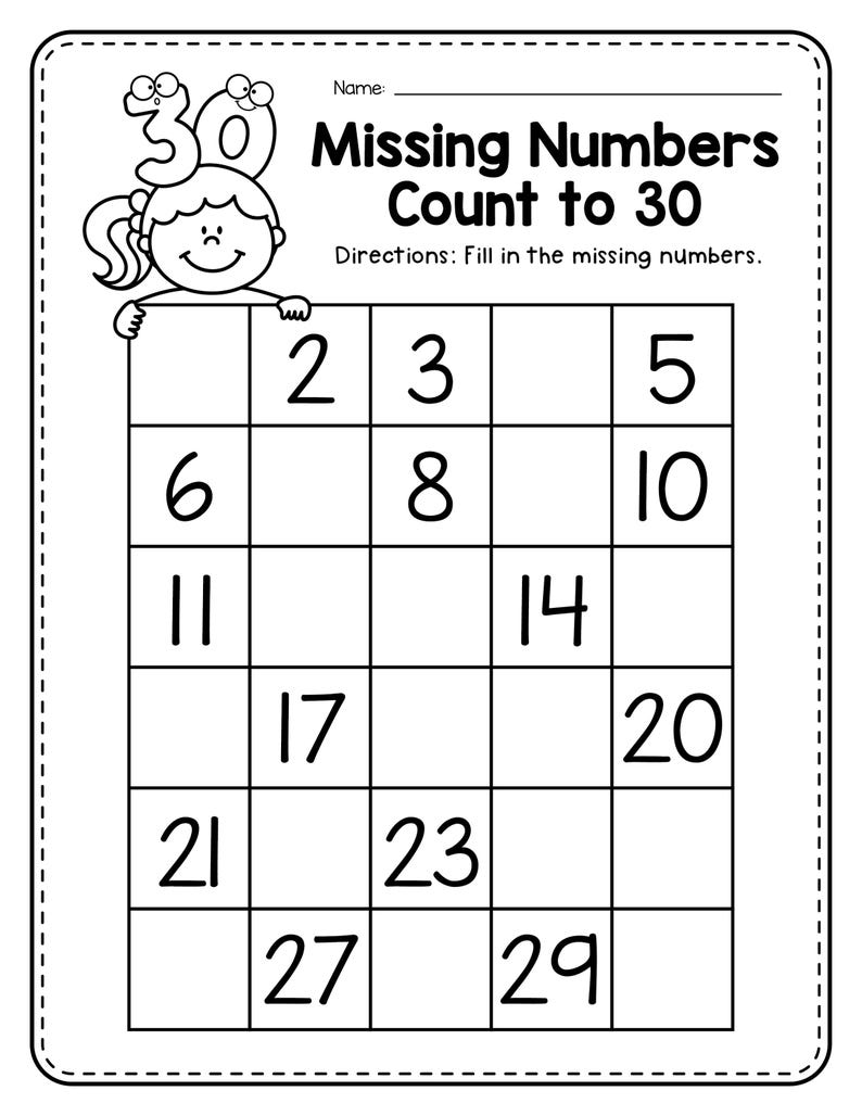 Missing Numbers Worksheets | Counting up to 100 - Etsy