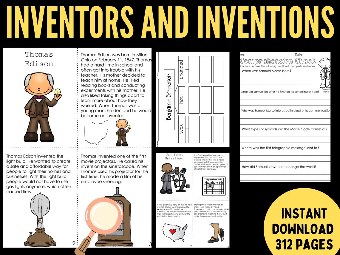 Inventors and Inventions - Close Reading and Activities for Students - Etsy