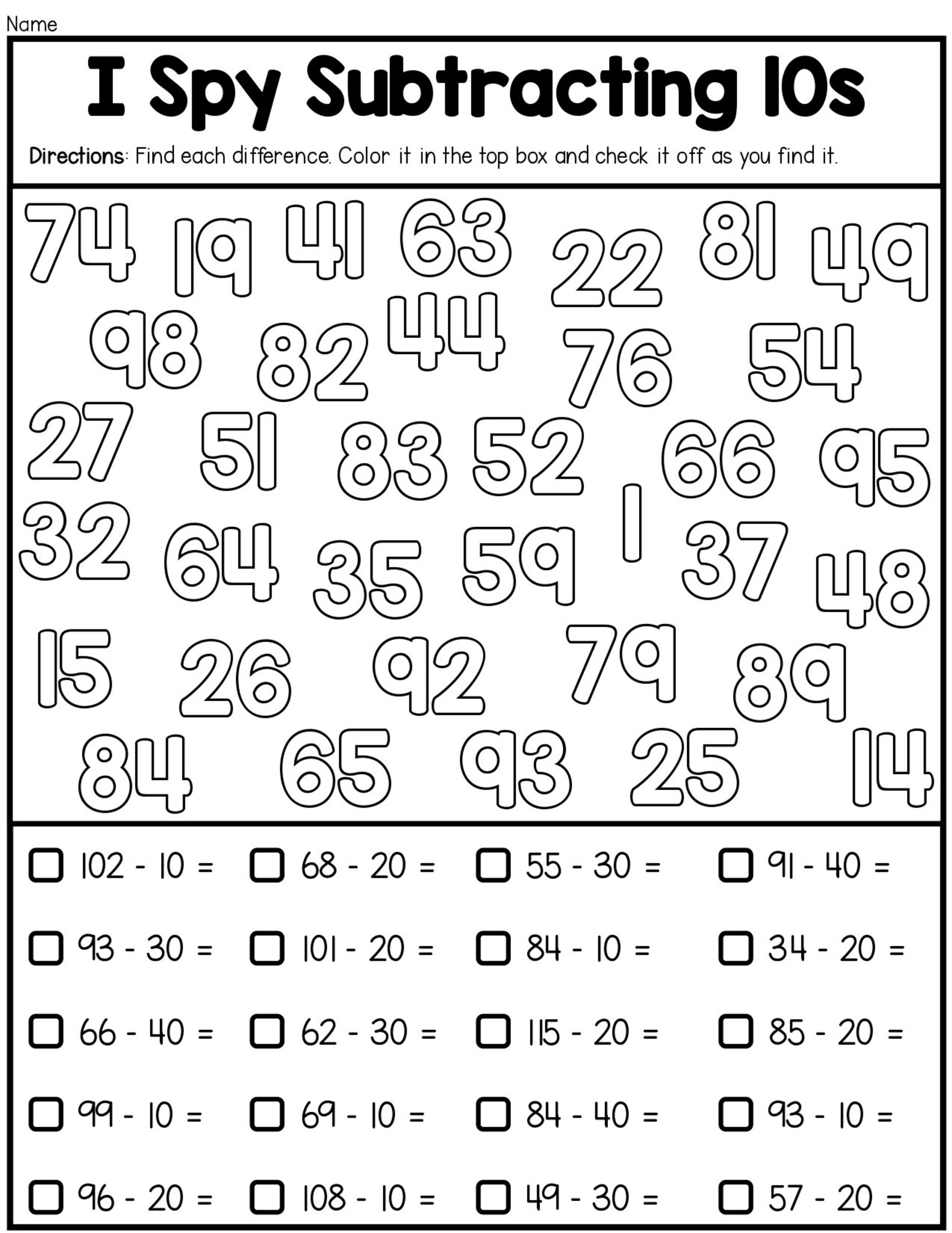 I Spy Math Printable Worksheets for Kids | K-2 - Etsy