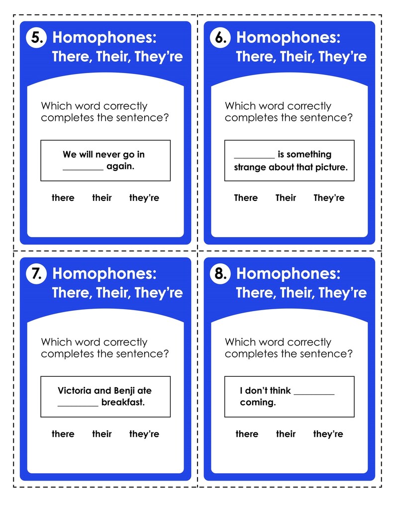 Printable Homophone Worksheets: Classroom Grammar (PDF) - Etsy