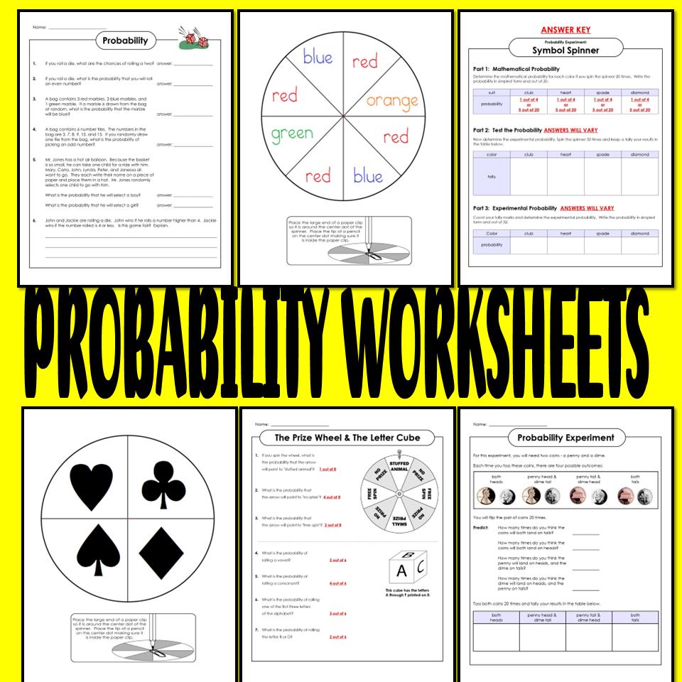 Printable Probability Worksheets: Math Activities (PDF Pattern) - Etsy