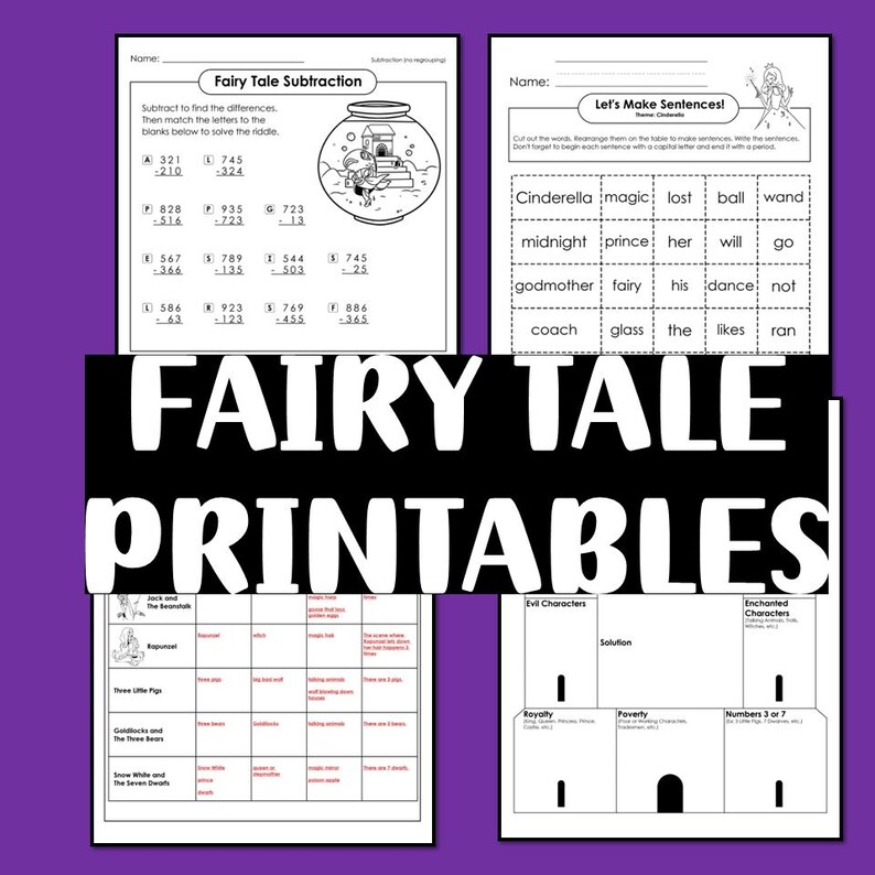 Fairy Tale Math and Literacy Pack - Etsy