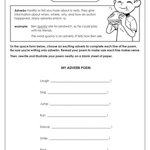 Adverbs Worksheets (PDF) - Etsy