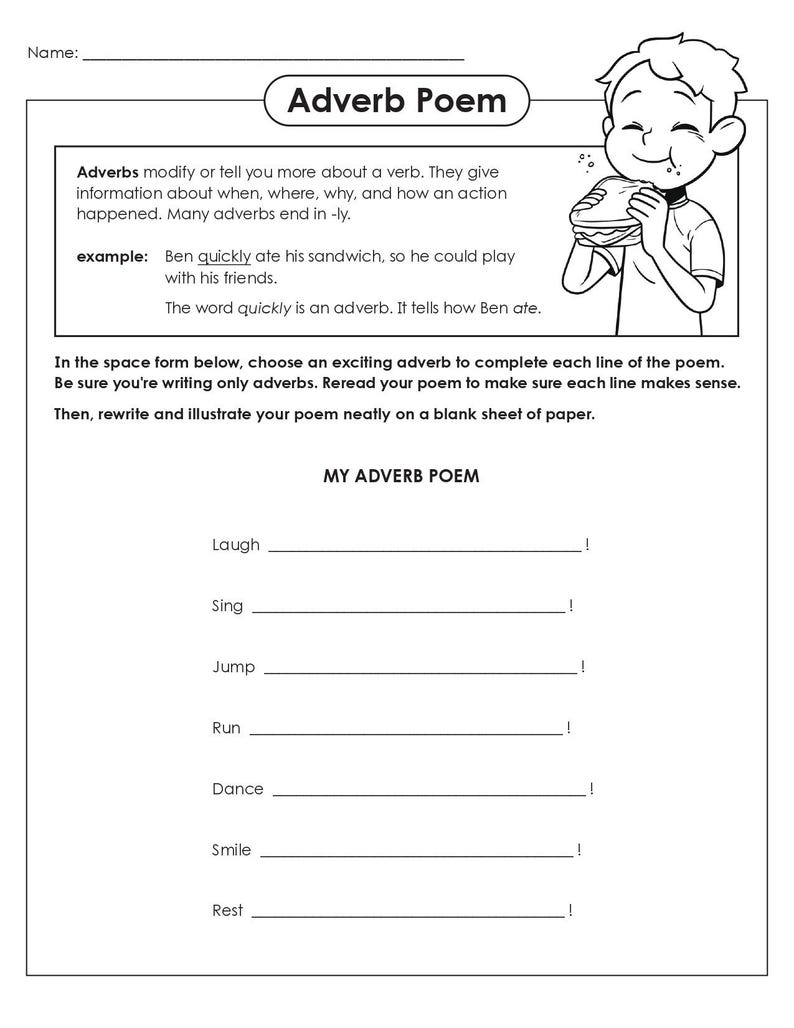 Adverbs Worksheets (PDF) - Etsy