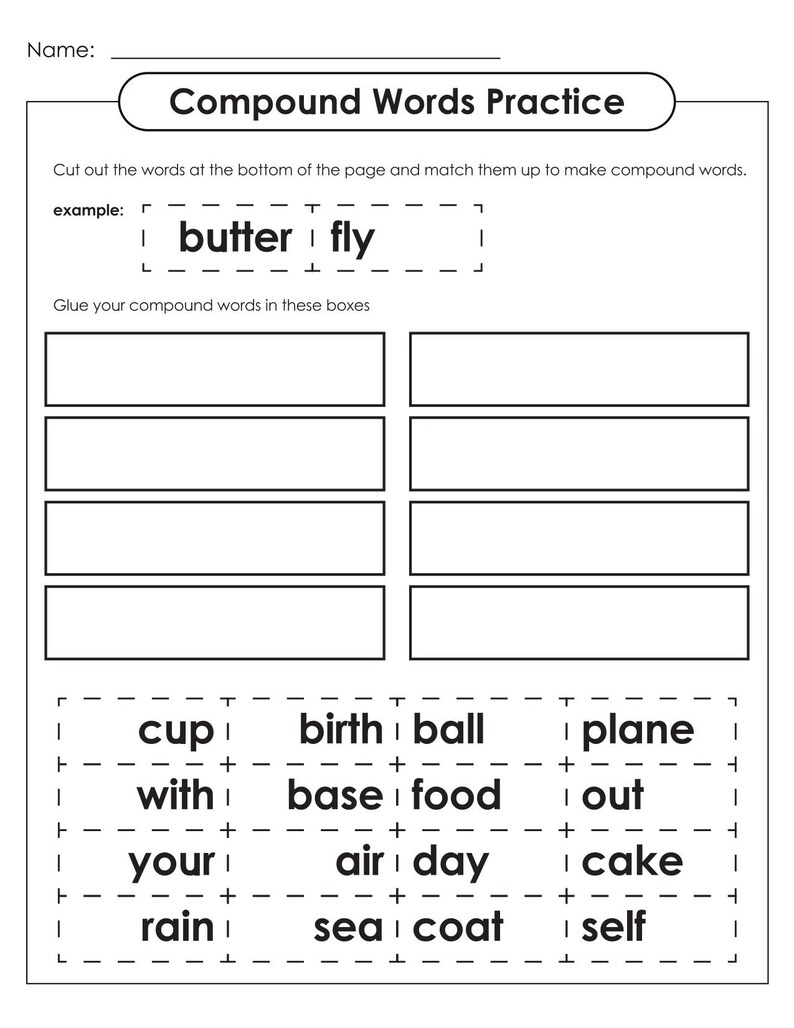 Compound Words Worksheets - Etsy