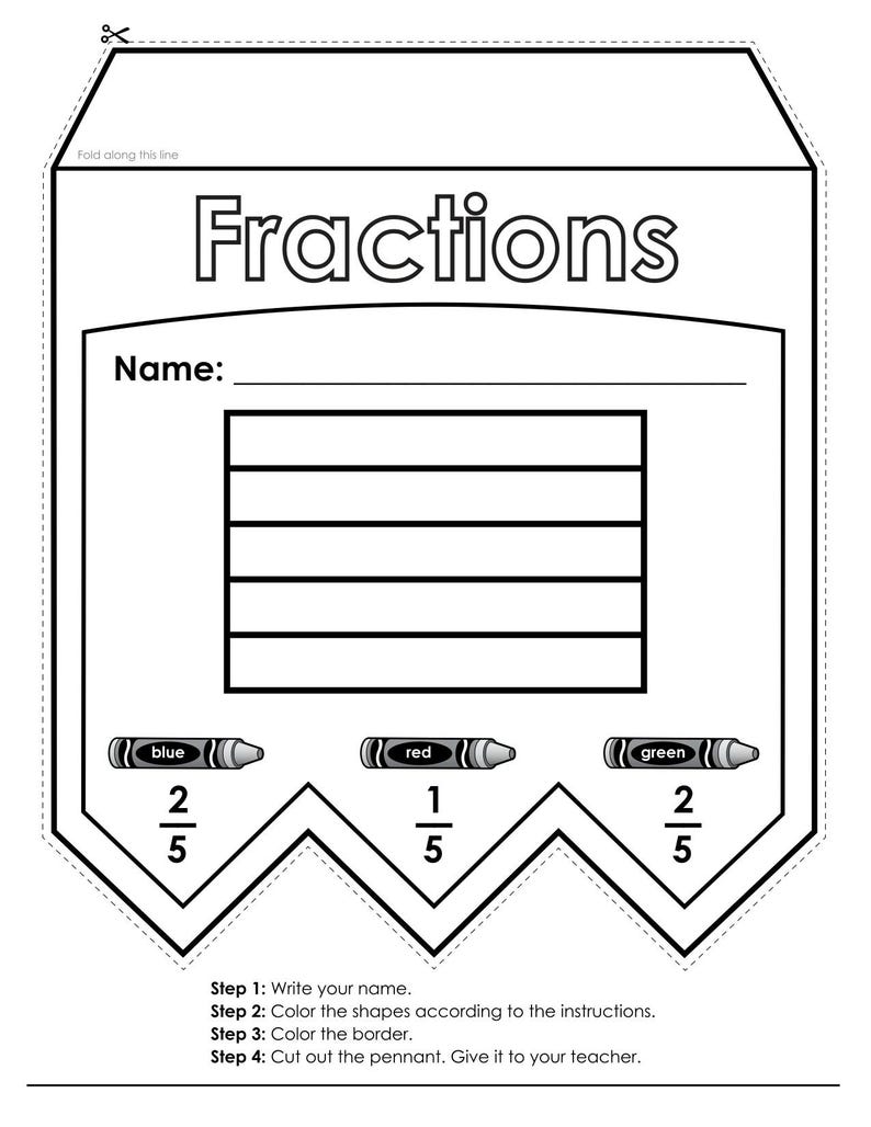 Basic Fractions Worksheets | First to First Grade - Etsy
